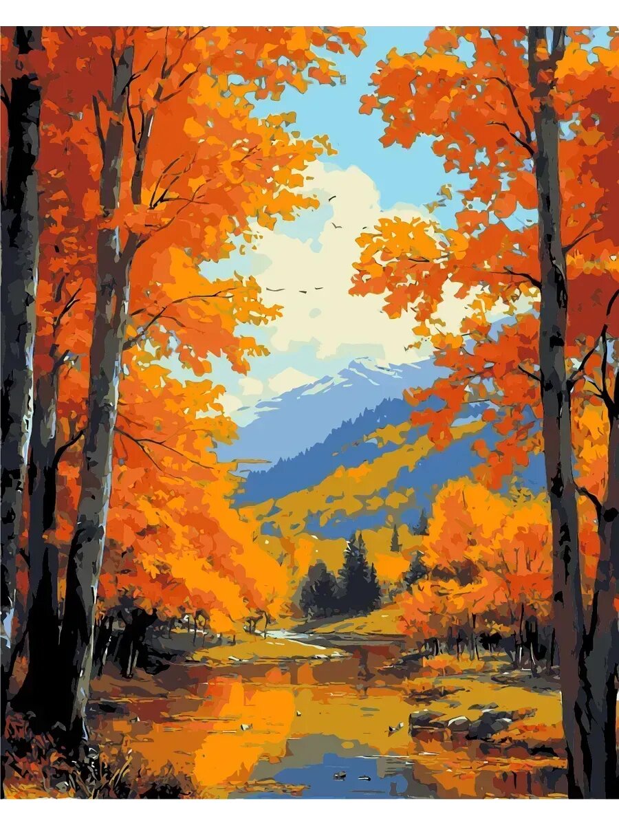Картина по номерам 30x40 Осенний лес природа
