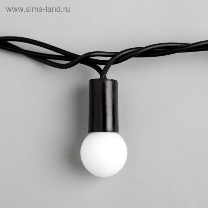 Гирлянда Нить 10 м с насадками Шарики 1.5 см, IP44, тёмная нить, 100 LED, свечение бело-синее, мигание, 220 В