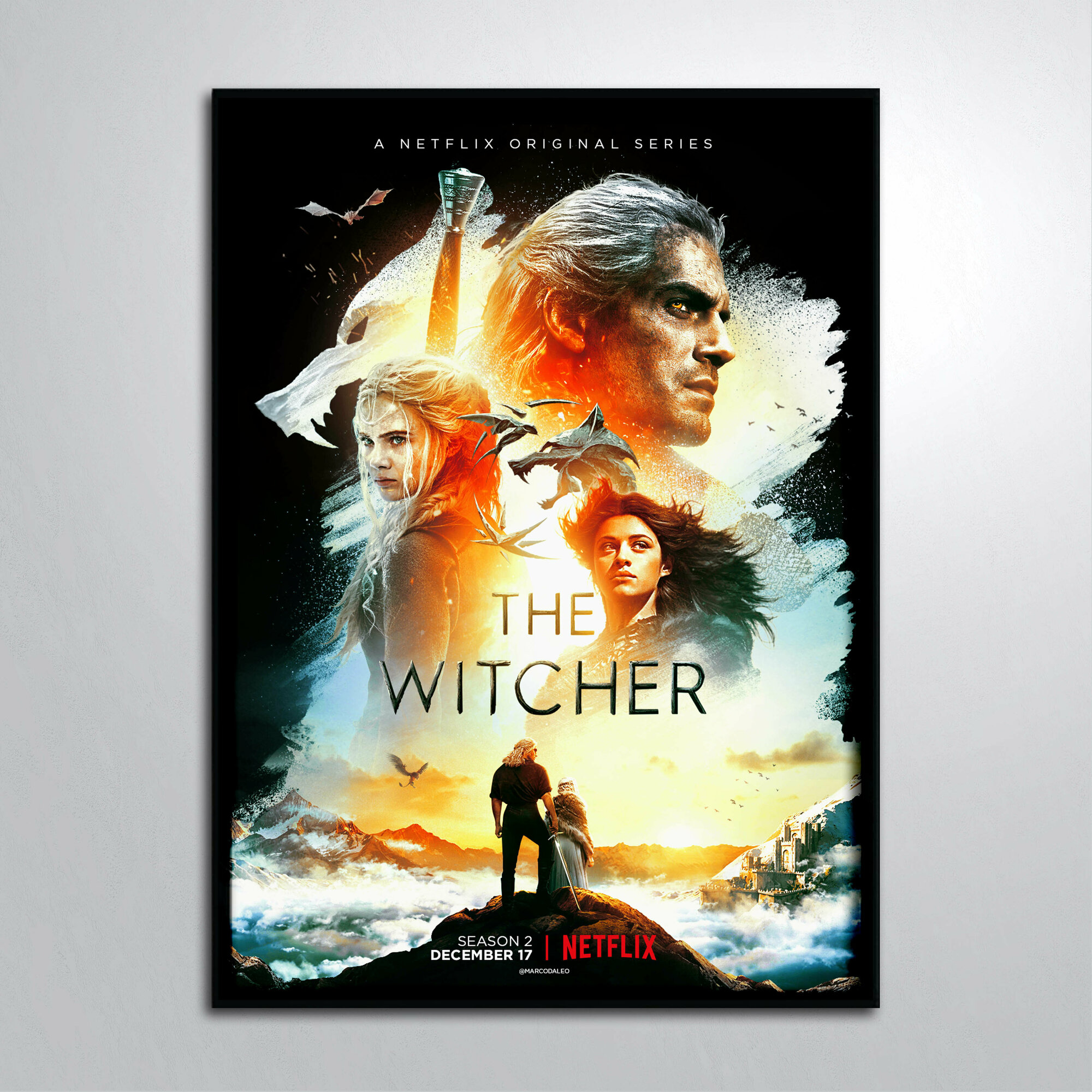 Постер без рамы/Ведьмак Волк The Witcher