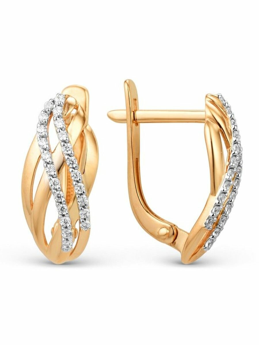 Серьги, красное золото, 585 проба, фианит