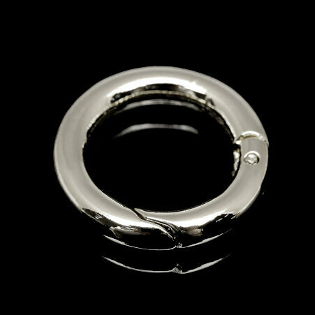 Застежка, 20х3.5мм, Корея, круглый карабин, базовый материал - латунь, под родий, 1 шт.