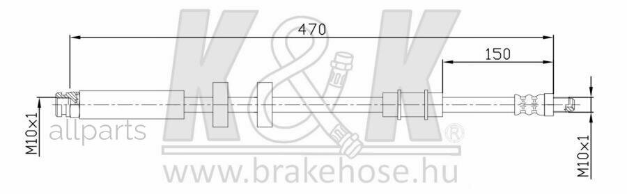 K&K FT1112 Шланг тормозной PEUGEOT Boxer Platform/Chassis (244) 2.8 HDi 2.8 HDi 4X4 04.02-