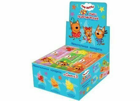 Жевательная конфета "Три кота", ассорти вкусов, Омега 3, 11 гр, 48 шт