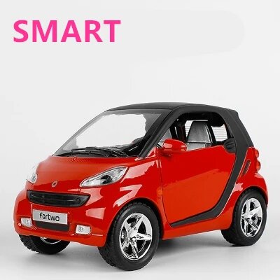 Модель автомобиля SMART ForTwo красный, 1:32, металл, со звуком и светом