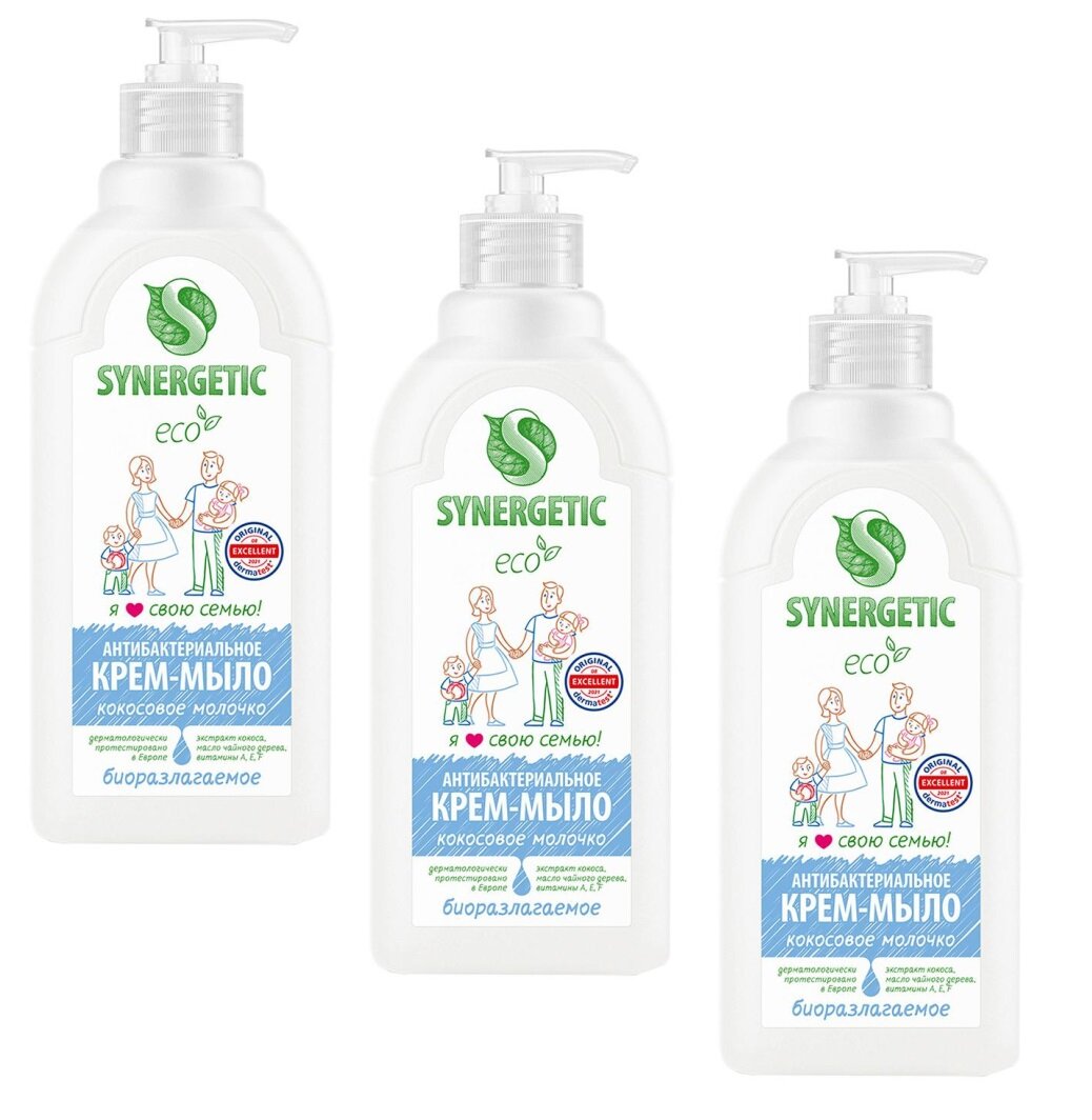 Крем-мыло Synergetic кокосовое молочко 0,5л , 3 шт