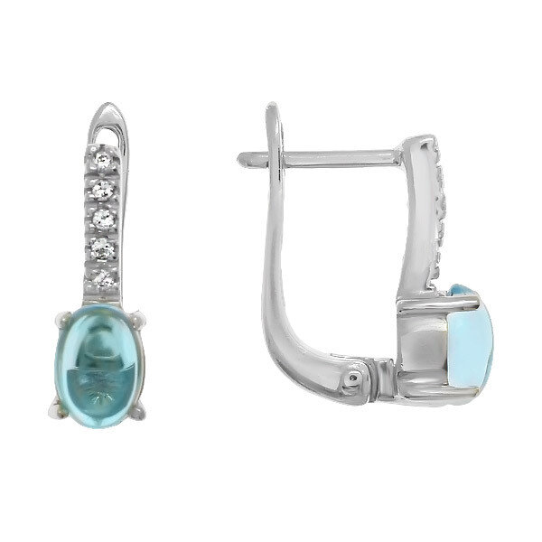 Серьги, серебро, 925 проба, родирование, топаз, фианит
