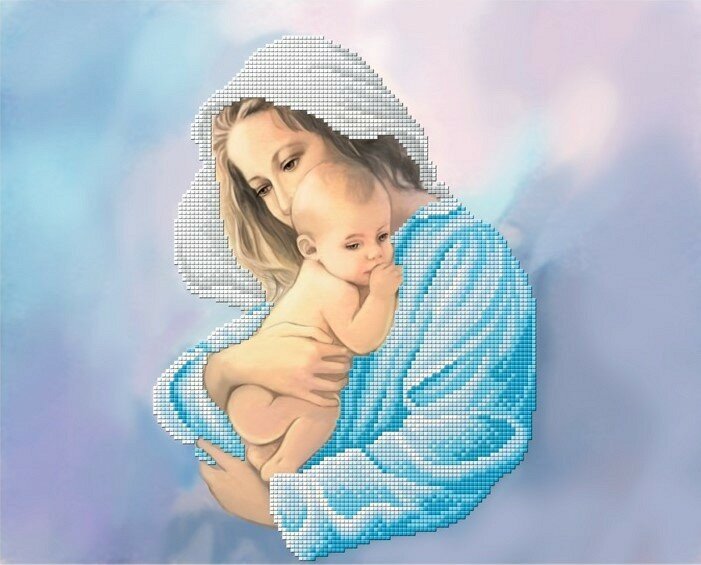 Ткань с рисунком для вышивания бисером Благовест К-3029 Мой малыш, 40 х 30 см (Бисер в комплект не входит.)