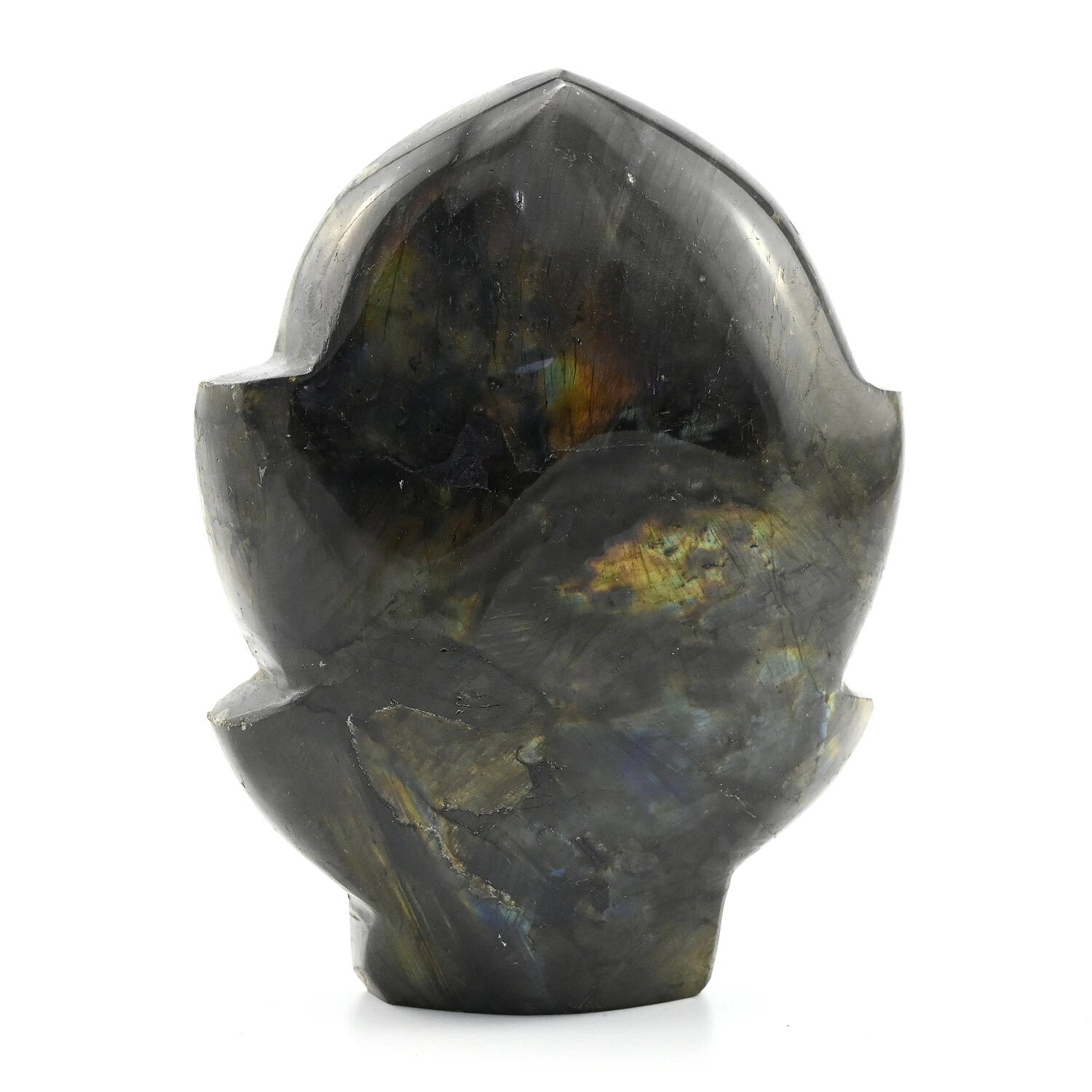 Камень лабрадор в форме листочка 117*90*26мм, 416г .