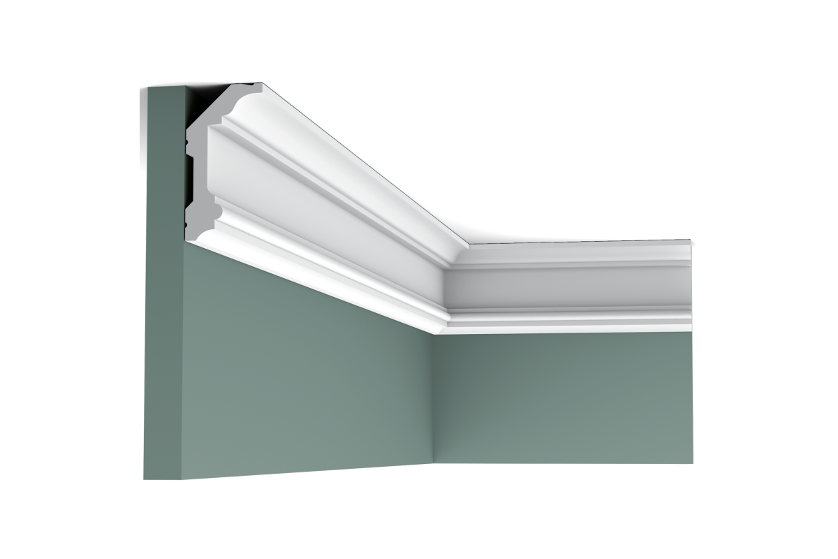 Карниз 50x100 мм полиуретановый потолочный плинтус для натяжного потолка Перфект C321-2 метра для подсветки