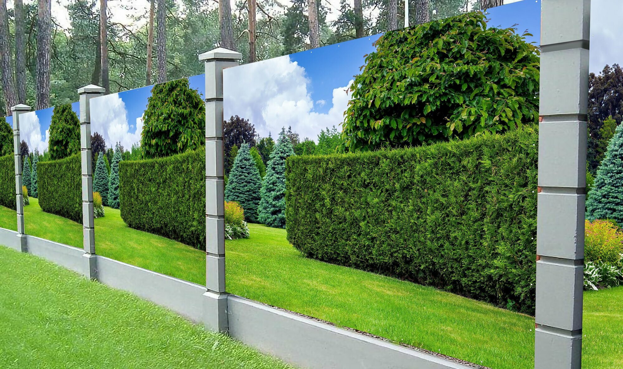 Фотосетка для забора, фасада Фотофасад с люверсами 3 х 2,4 м