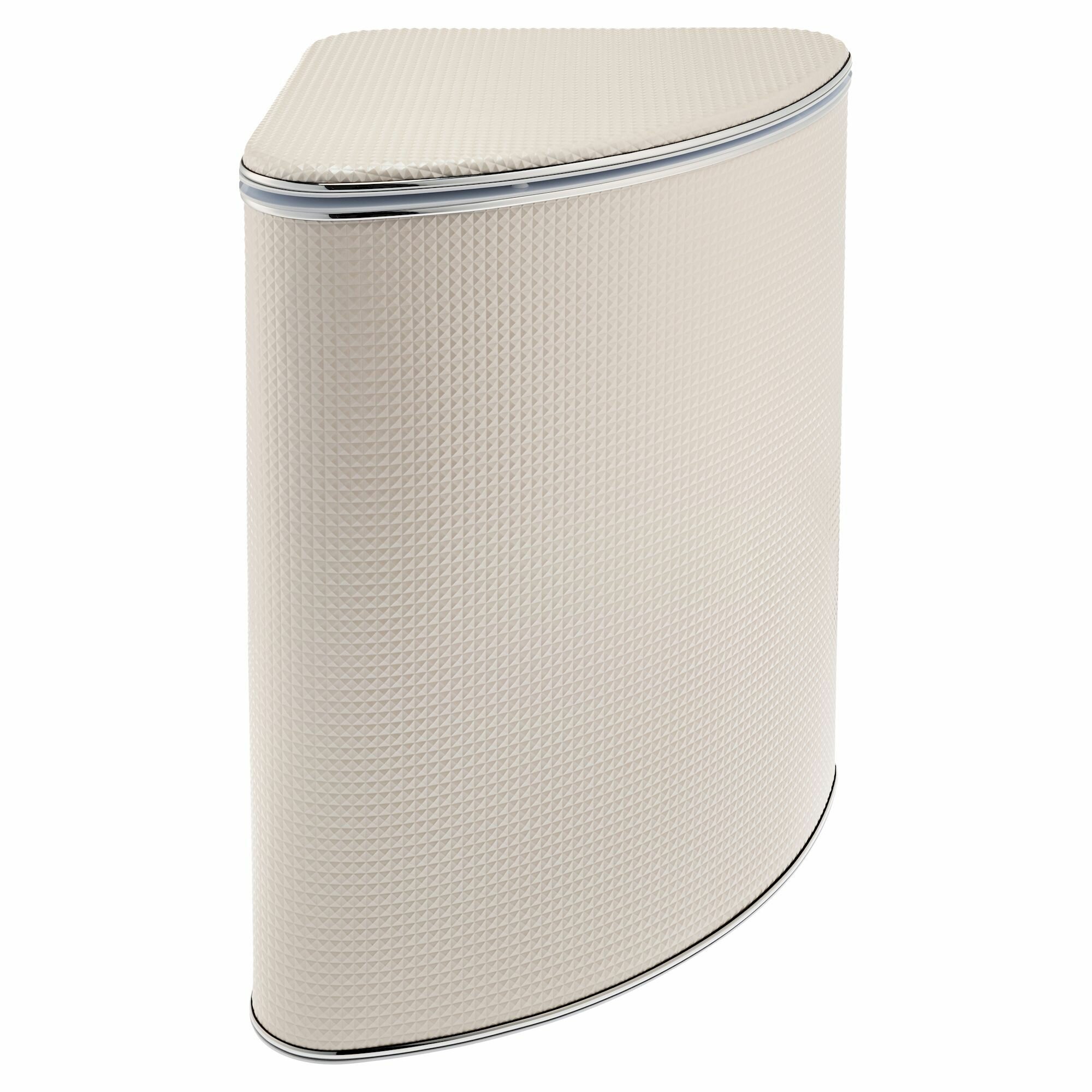 Корзина для белья угловая Geralis NRWH-U Ромб белая, кант хром