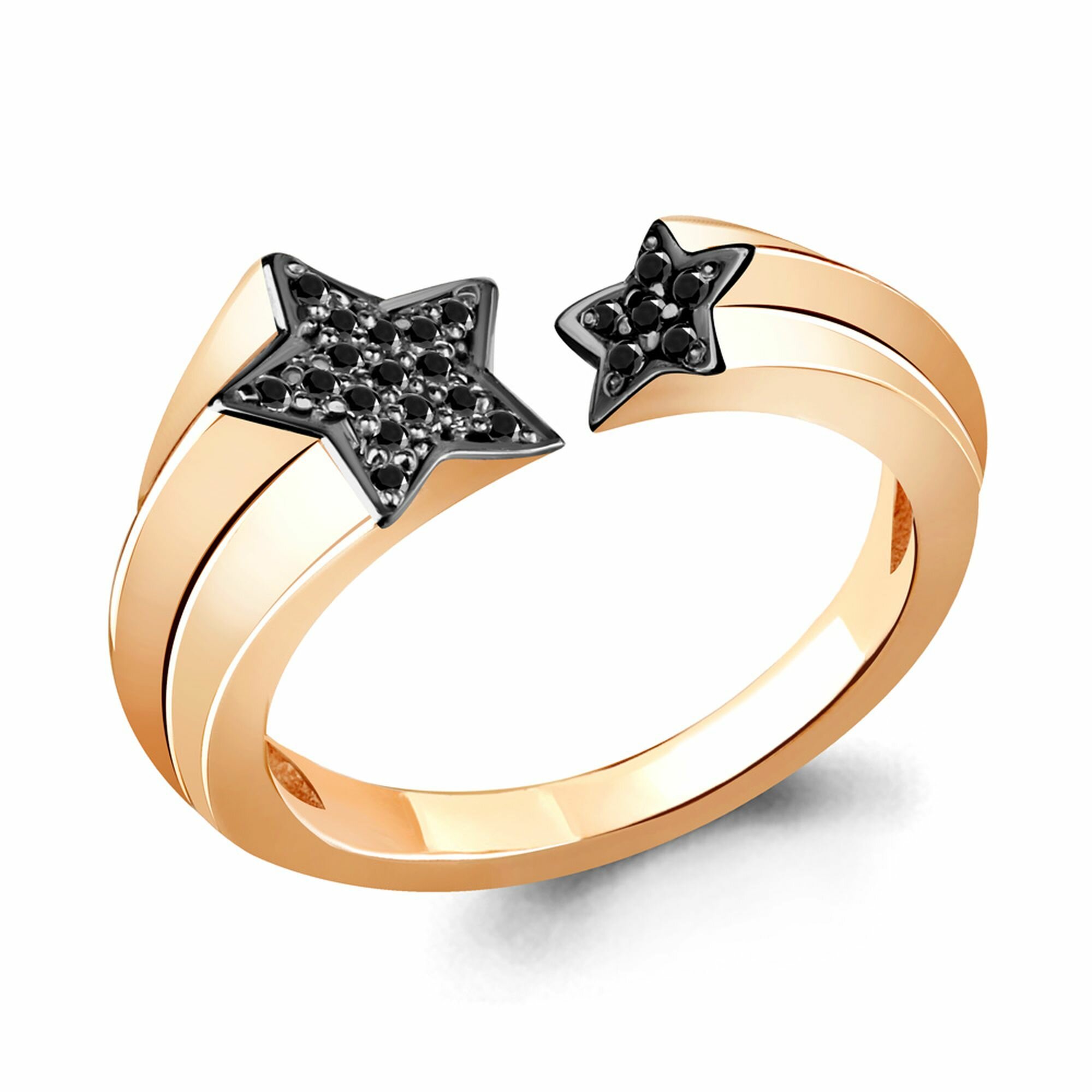 Кольцо, серебро, 925 проба, золочение, кристалл