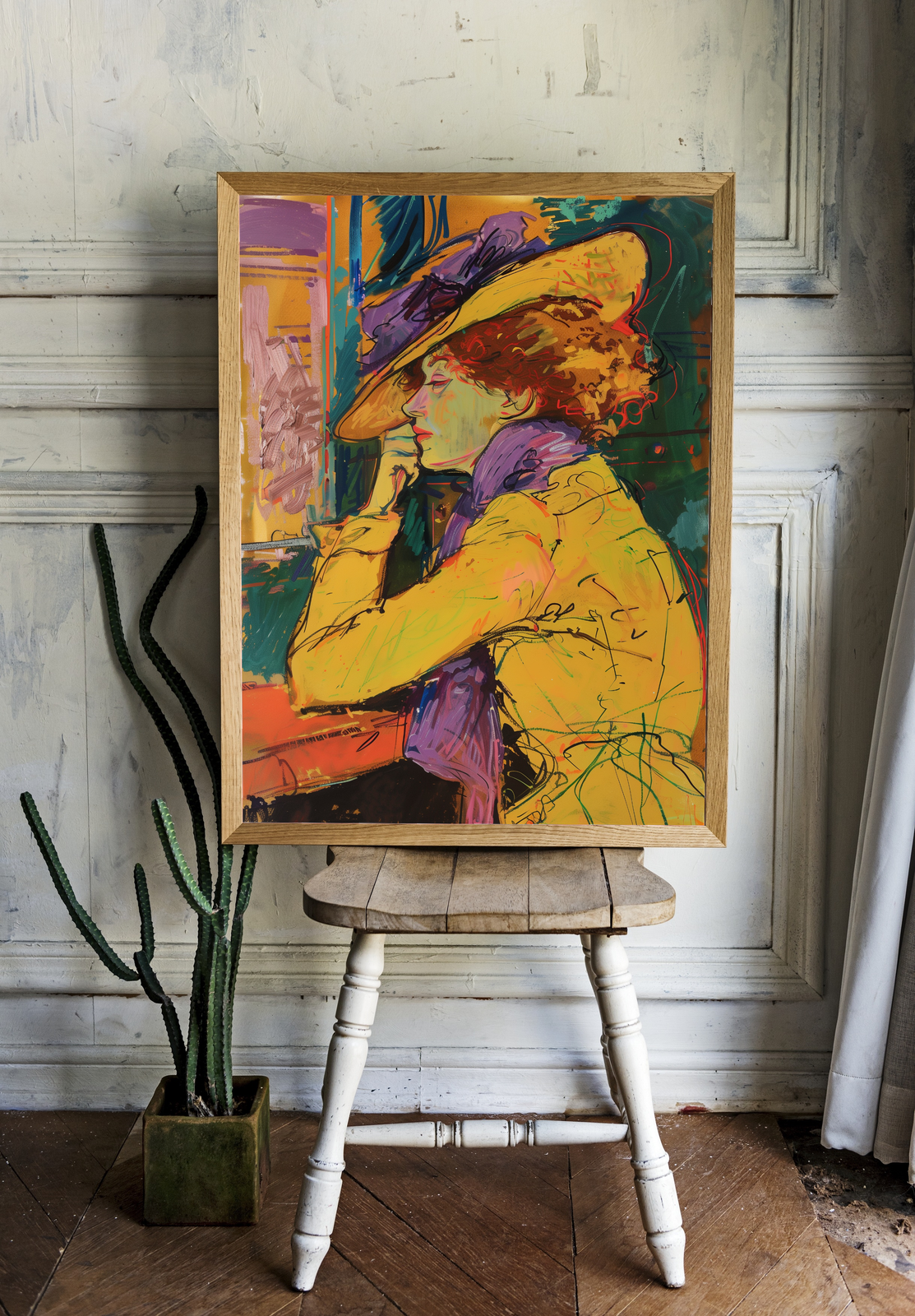 Постер "Дама в шляпе - Момент у окна" 40x50 см в подарочном тубусе