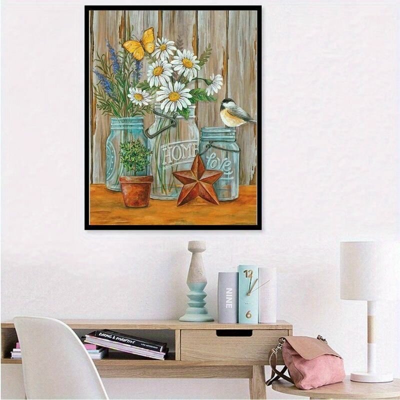 Алмазная мозаика с цветами 30х40 см набор для творчества с полным комплектом страз и инструментов для украшения интерьера