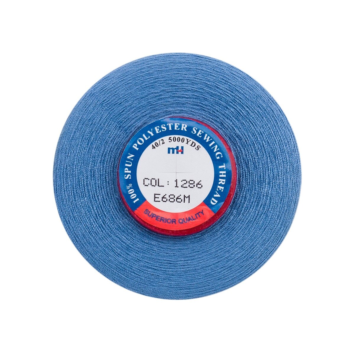 Нитки Euron "mH", №40/2, 5000 ярдов, цвет 1286 темно-голубой