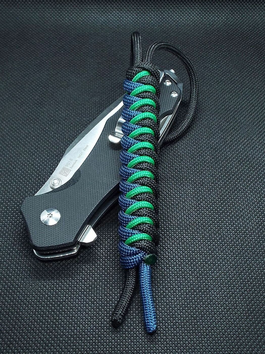 Темляк для ножа из паракорда "Z3-OXFORD"/ черный, синий, зеленый / петля 9 см