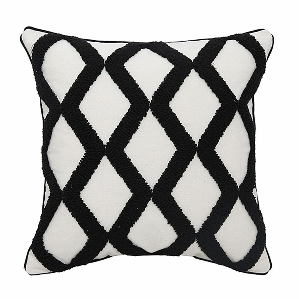 Тканая подушка с геометрическим узором для чехла Morocco Black White Cushion Co