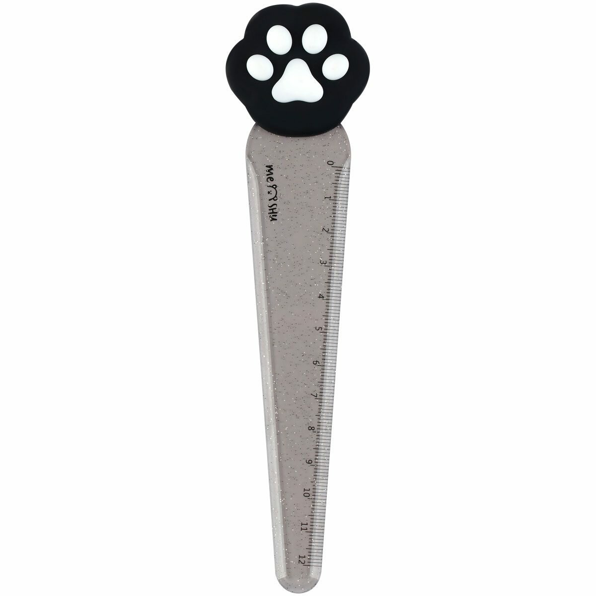 Линейка с топпером 12см MESHU "Paw", пластиковая, европодвес (MS_51991), 6шт.