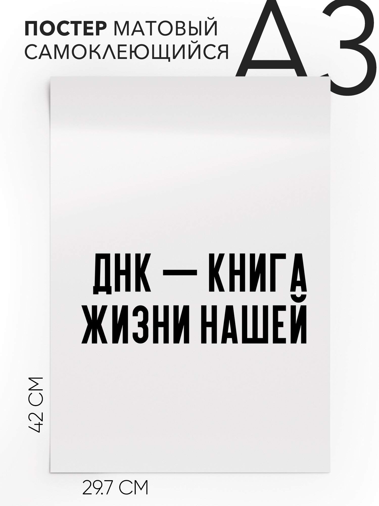 Постер с надписью на стену, плакат - Научная в школу ДНК - книга жизни нашей, Самоклеящийся, 30х40, А3