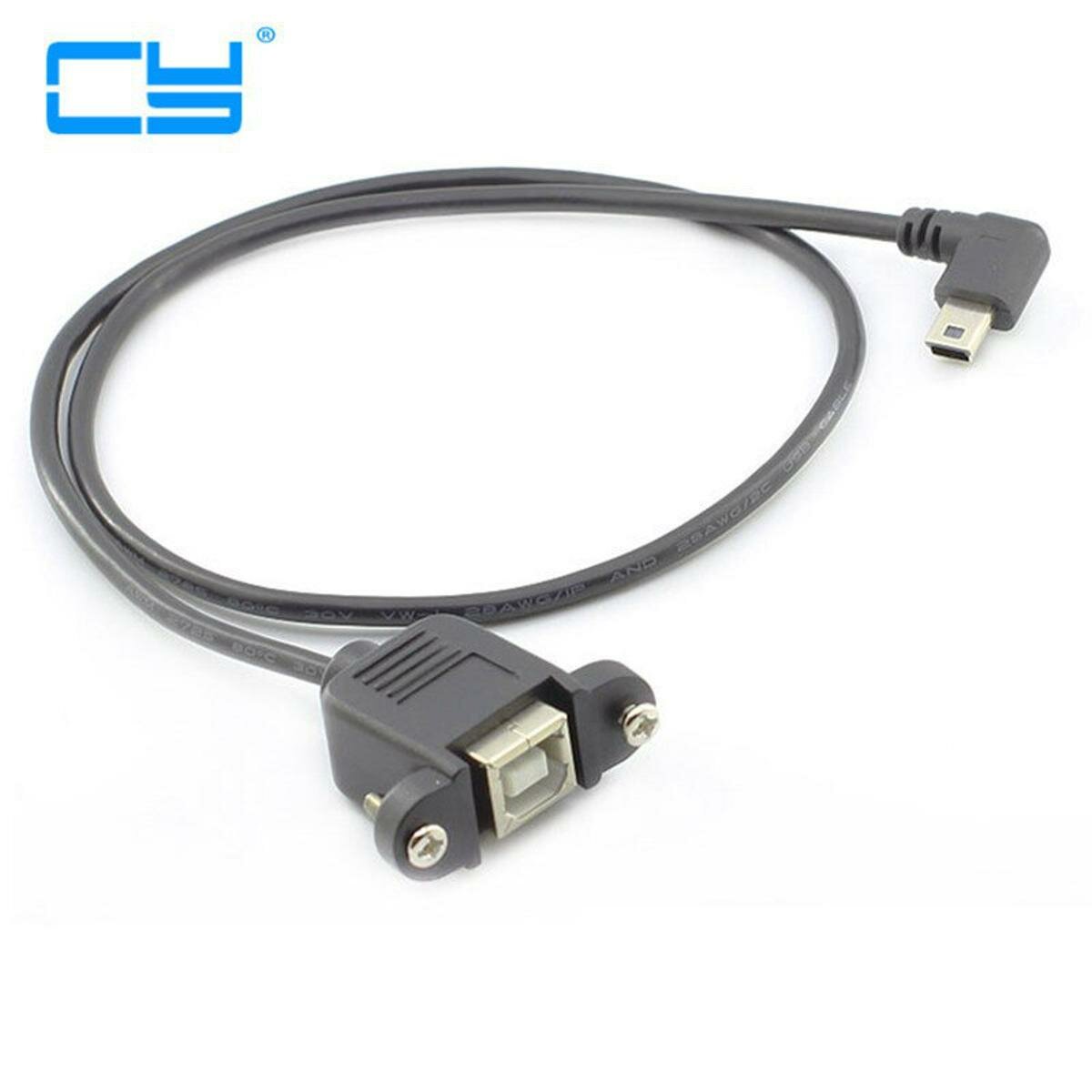90 Прямоугольный 0,5 м Mini USB 5Pin Male to USB 2.0 Type B Female Кабель для крепления на панель принтера и винт 50 см