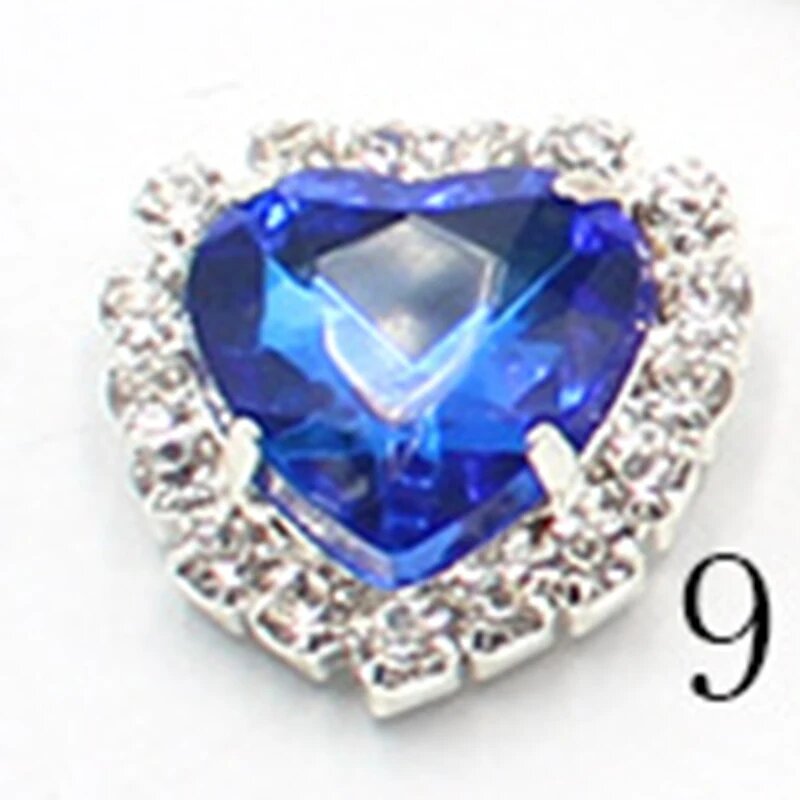 Сердцевидная стразовая заклепка, синий цвет, Color: 9