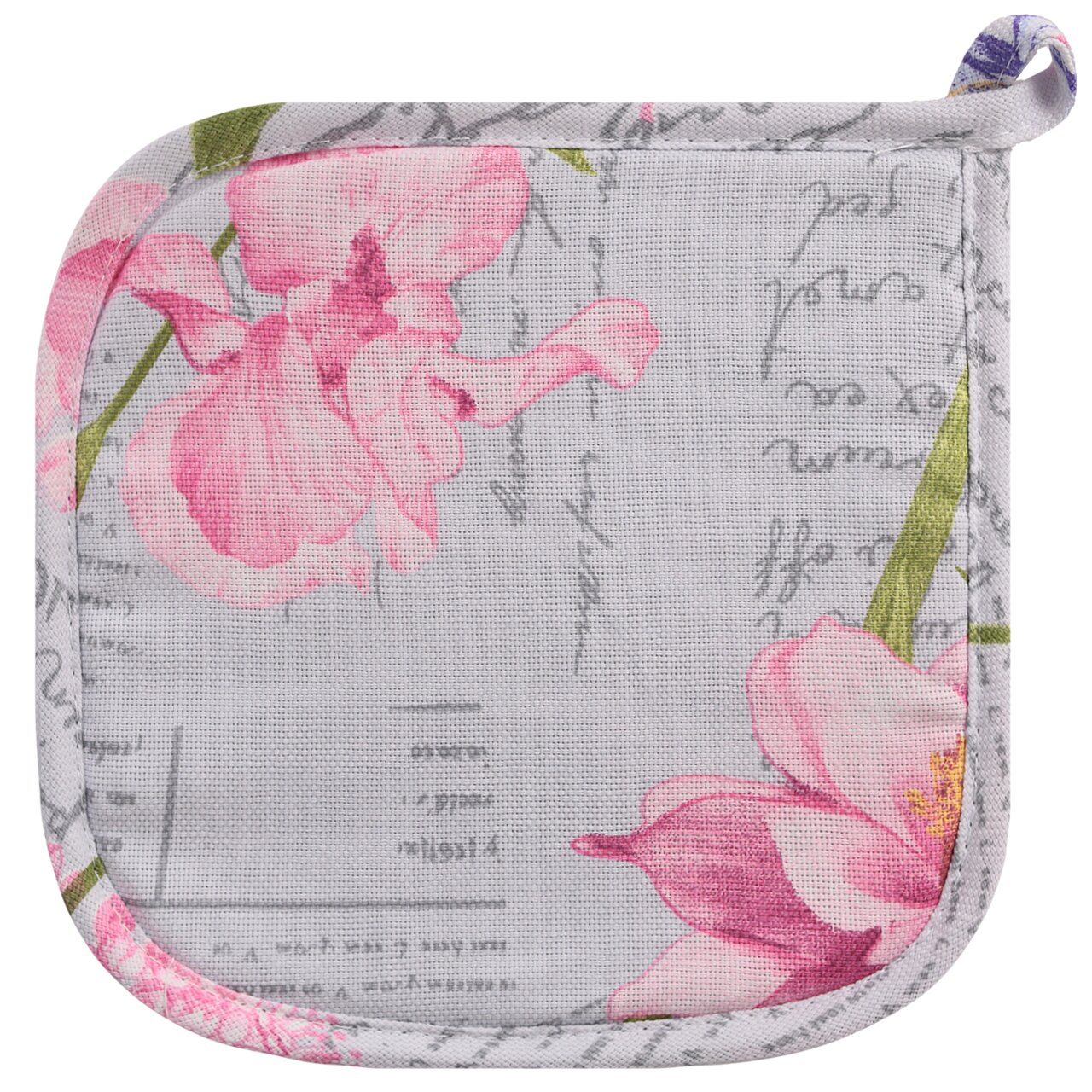 Прихватка кухонная Цветы из хлопка и рогожки 18x18 смпрактичная и стильная в ассортименте