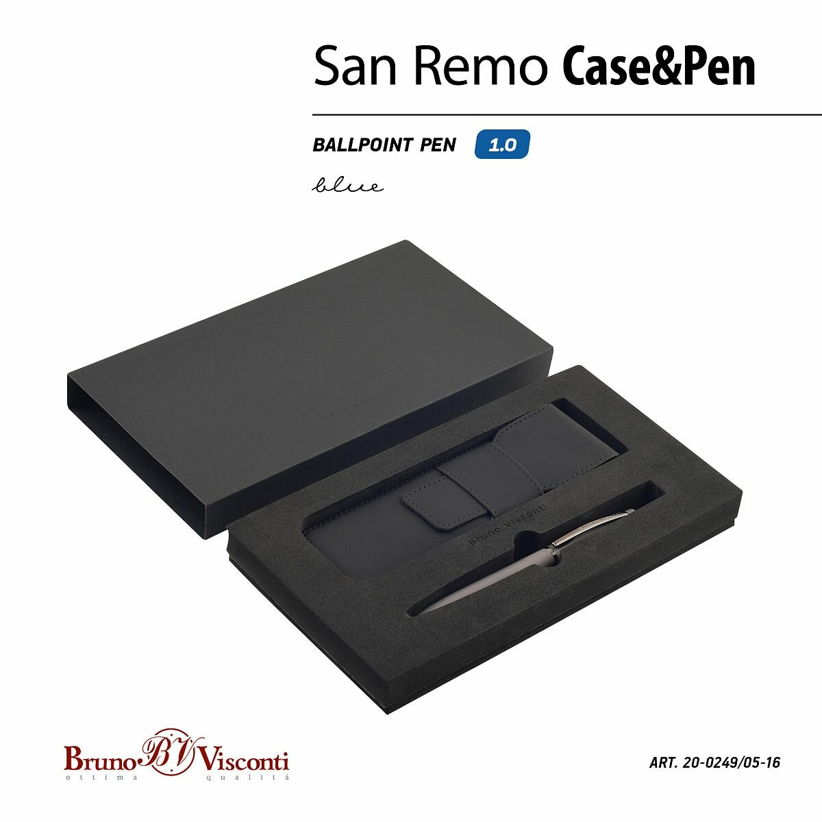 Автоматическая шариковая ручка Bruno Visconti "SAN REMO" цвет корпуса серый, 1 мм, цвет чернил синий, в подарочной упаковке
