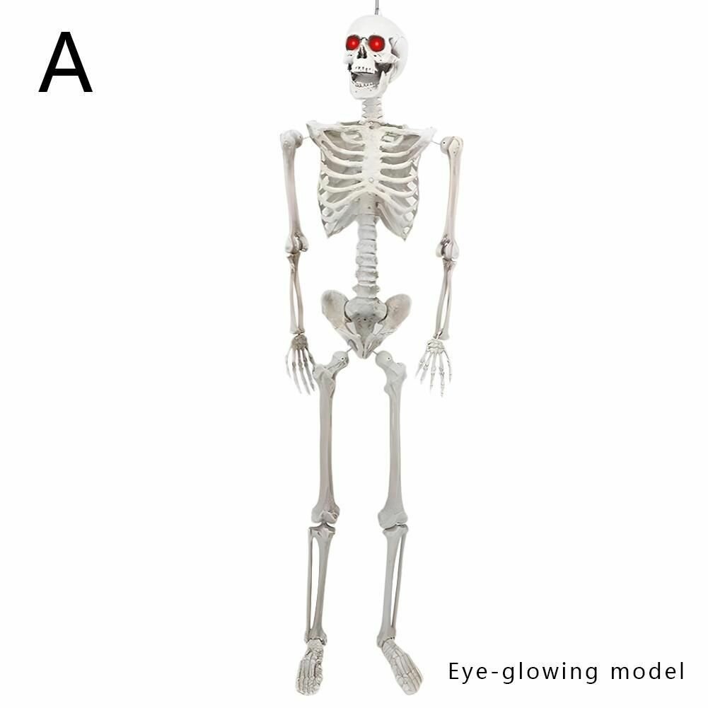 Скелет полноразмерный 165 см для праздника - Светящиеся глаза, подвижные части, для улицы и дома