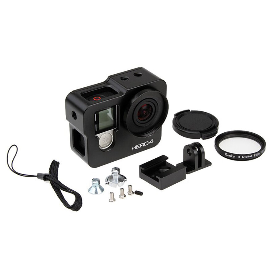 Фирменный противоударный алюминиевый металлический корпус MyPads для спортивной Экшн-камеры GoPro HERO3+, HERO4, черного цвета