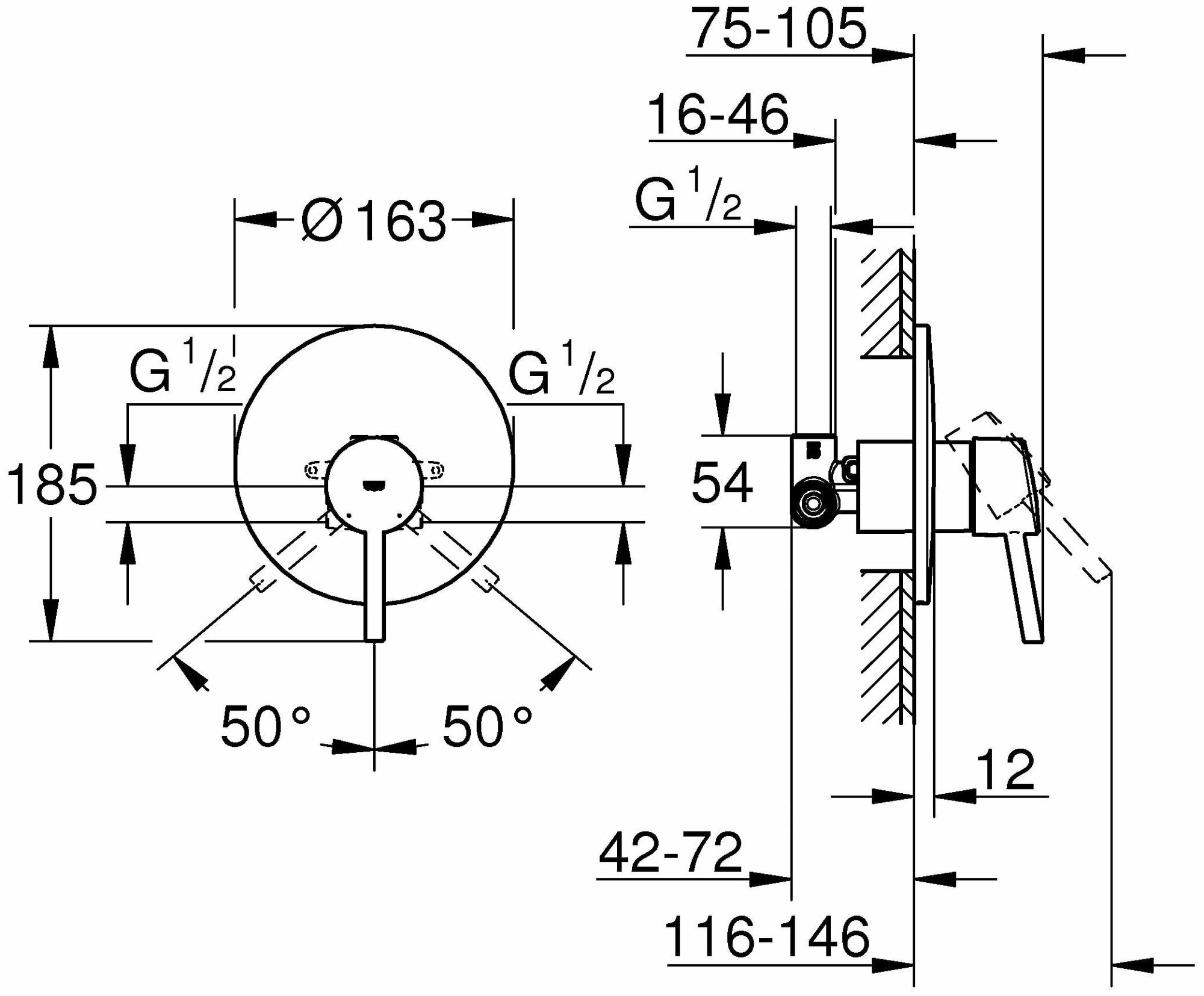 19286000 непр essence внеш. часть встр смесителя для душа хром Grohe