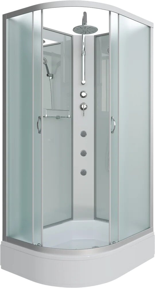 Душевая кабина Niagara Classic NG-33094-14RBKTG стеклянная, 100x90, открытая (без крыши), гидромассажная, с матовым стеклом, средний поддон с функцией тропический душ