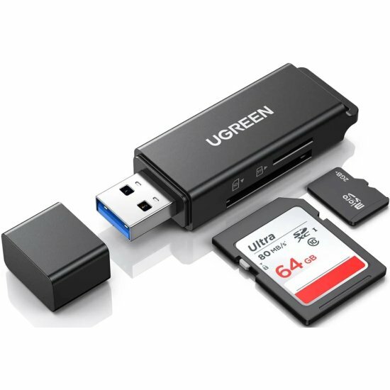 Картридер Ugreen CM104 для карт памяти TF, SD Dual, USB 3.0 черный (40752)