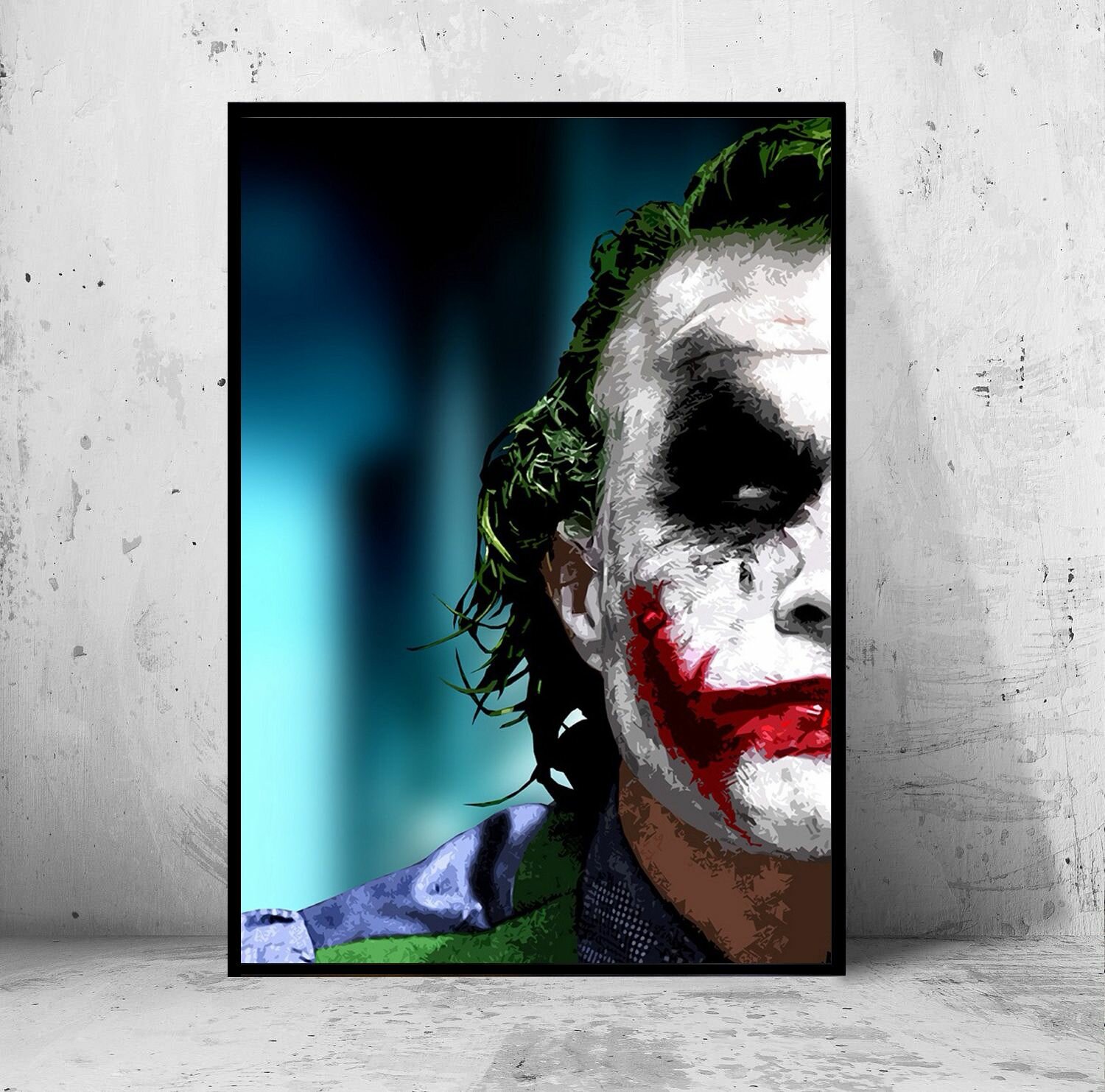 Плакат, постер Джокер, Joker (Хит Леджер, Heath Ledger) на холсте, размер 21х30см