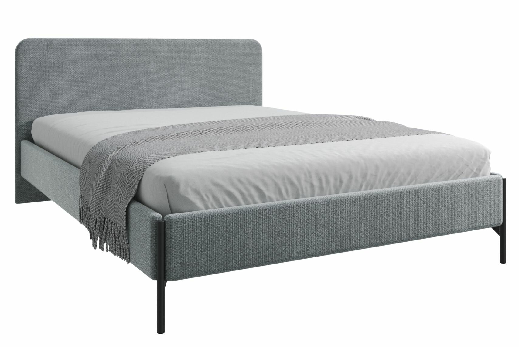 Двуспальная кровать, кровать 140х200, серая, Лукреция, рогожка