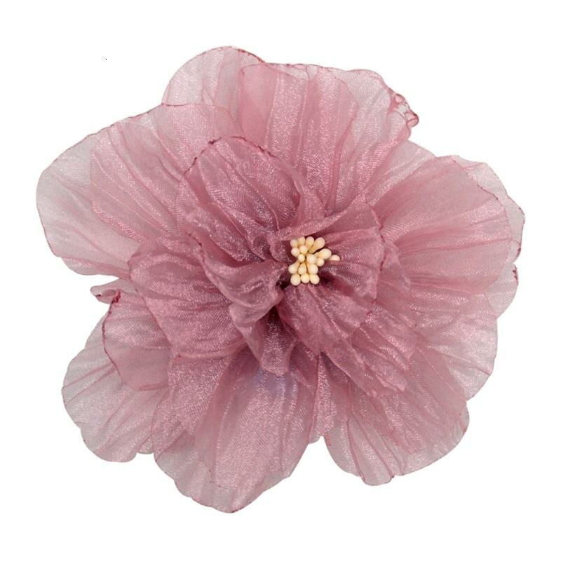 Винтаж кружева цветок органзы-выжигание края цветок ткань ремесло свадебное платье украшение DIY платье декор органза-цветок, цвет бобовой пасты