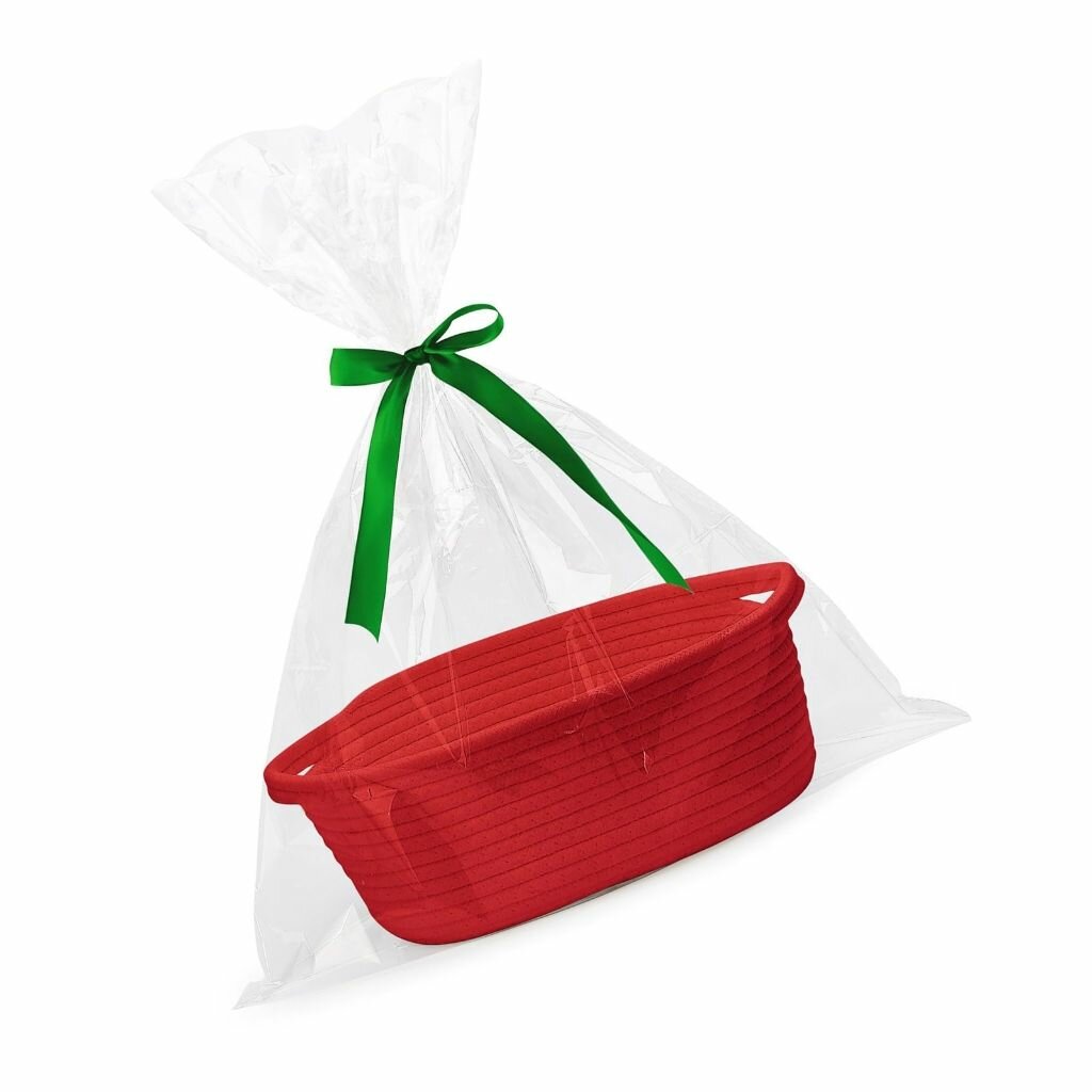 Переносная плетеная корзина для хранения корзин-красный