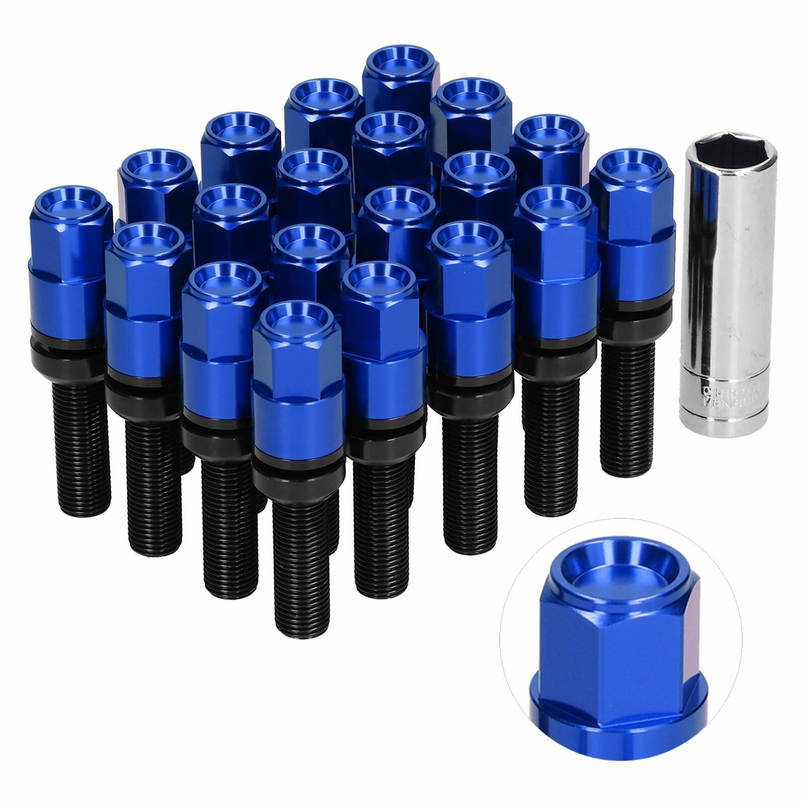 20 шт. удлиненные гайки M14x1.5 из стали, 28 мм для автомобилей, универсальные, с гильзой