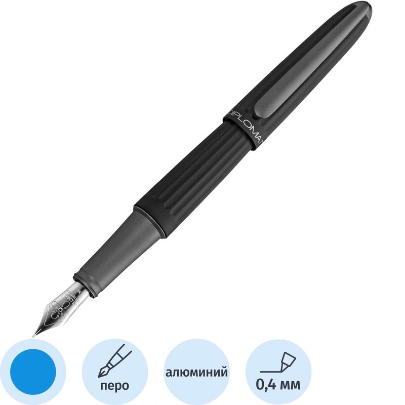 Ручка перьевая DIPLOMAT Aero black F синий D40301023