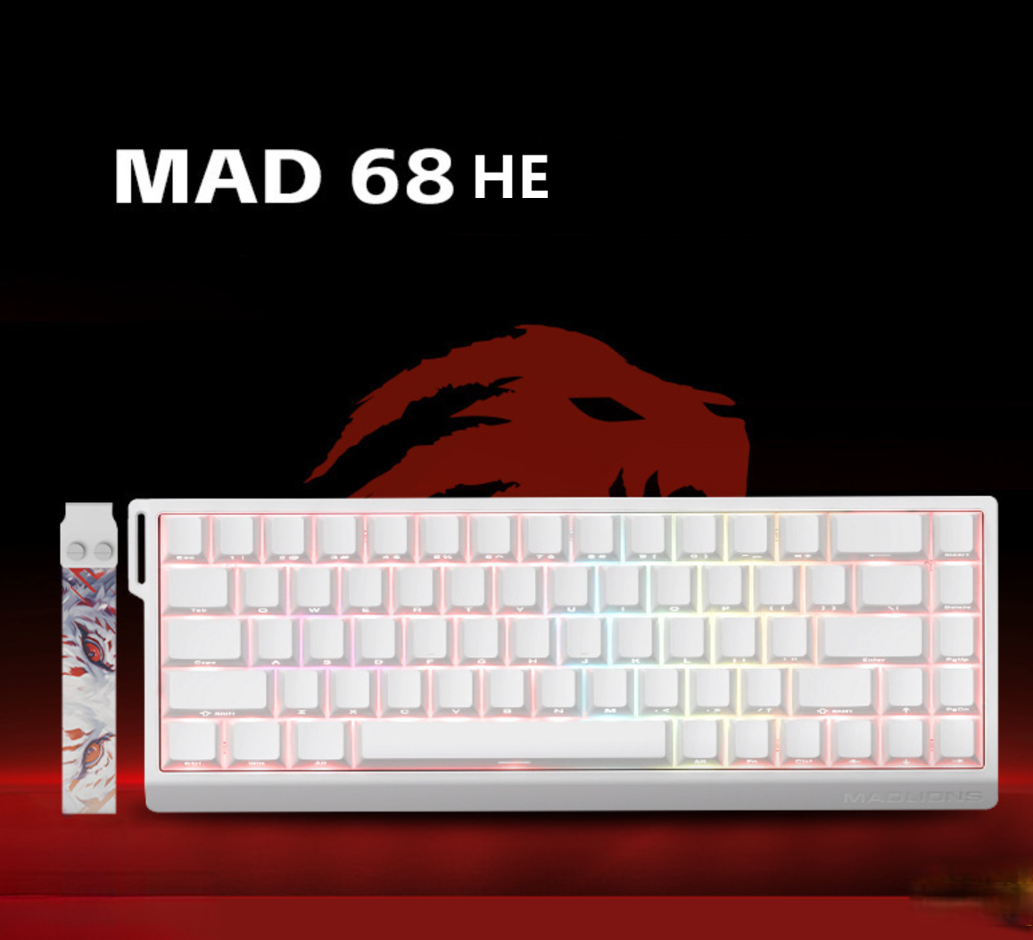 Механическая клавиатура MADLIONS MAD68HE Magnetic, 8K, Rapid Trigger, проводная, Английская раскладка, белый