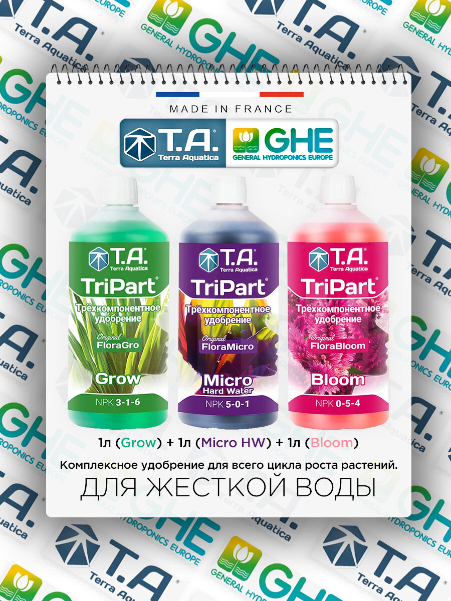Набор удобрений GHE (Grow + Bloom + Micro HW ) 3х1л