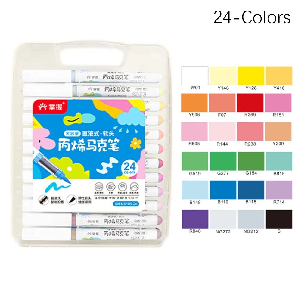 Акриловые маркеры 36 цветов с мягким наконечником 24-Colors