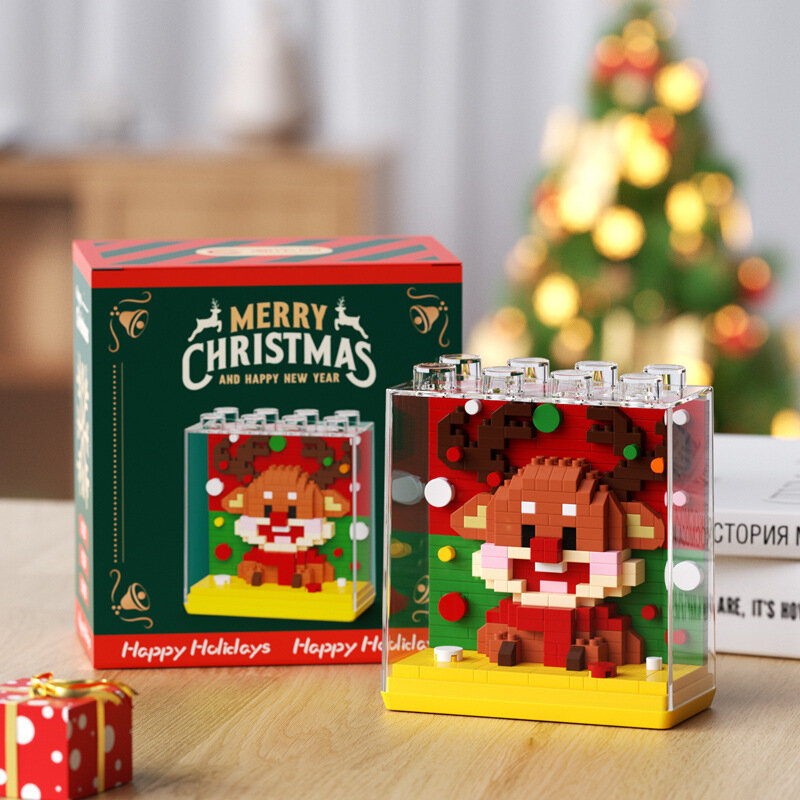 Christmas series of building blocks assembled ornaments with dust cover