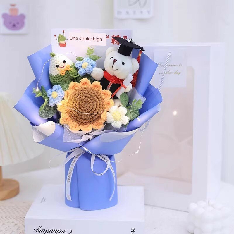 Подарочный букет к окончанию начальной школы и детского сада для девочек, мальчиков и детей, плюшевый мишка, игрушка из