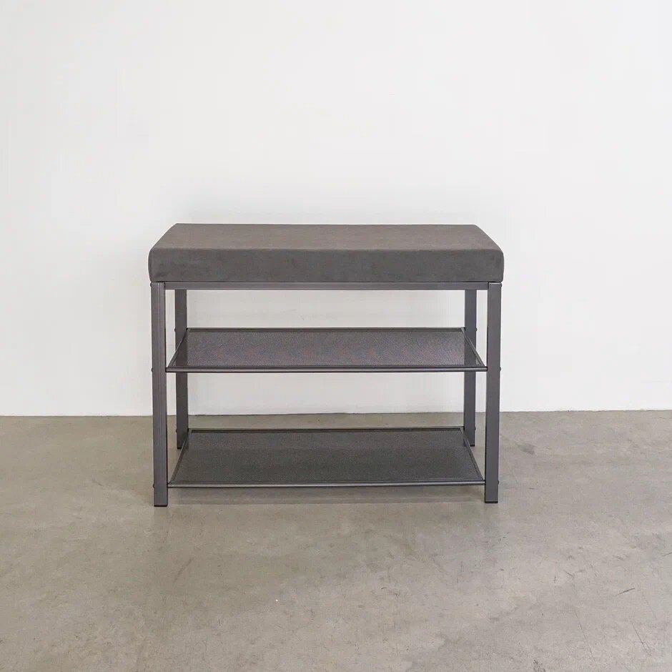 Этажерка для обуви ЗМИ Металлическая, 2 полки и мягкое сиденье, 0,67х0,49 м, цвет графит и серый (БТ23СГрС*1)