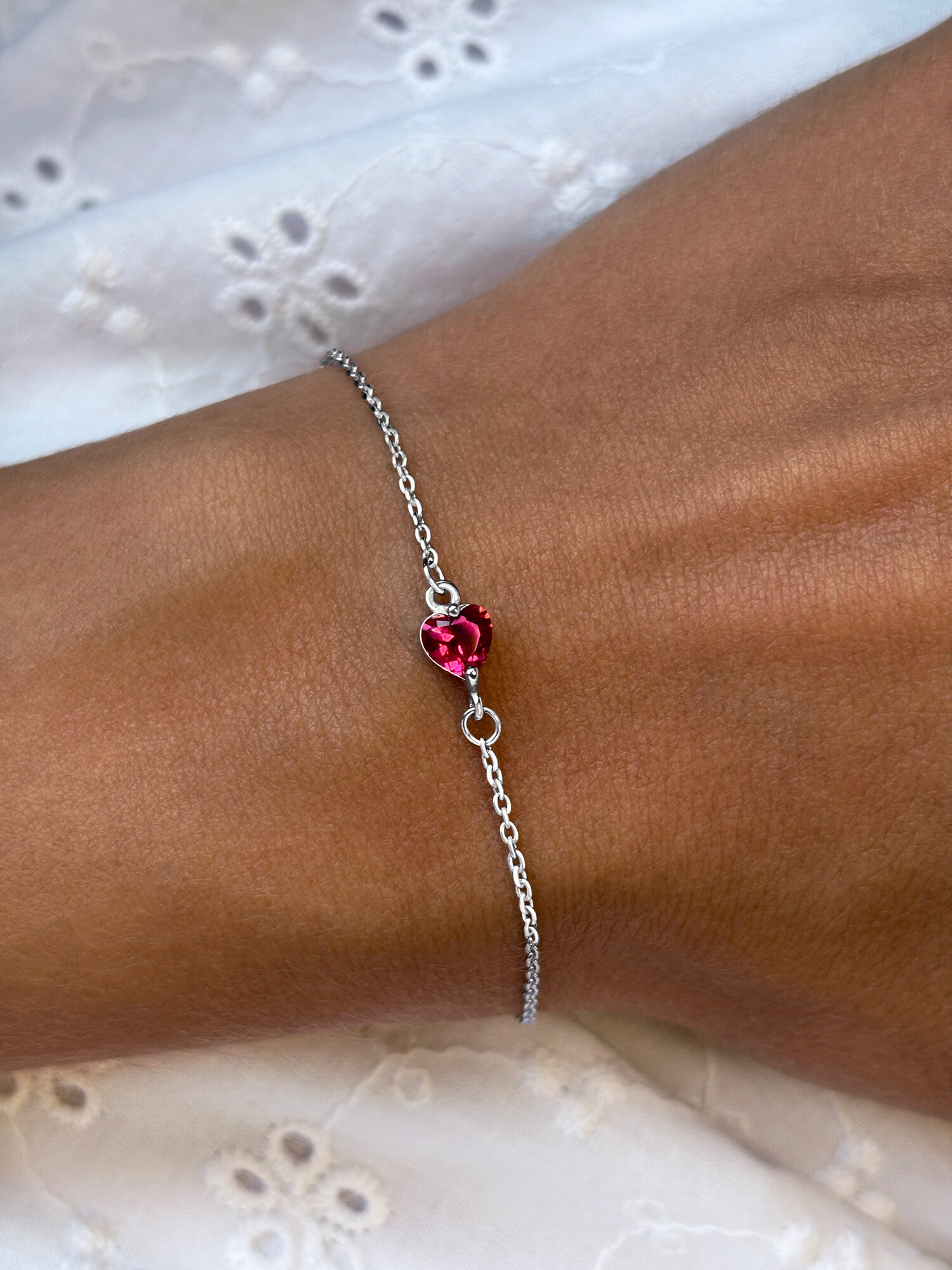 Браслет-цепочка, серебро, 925 проба, родирование, кварц синтетический