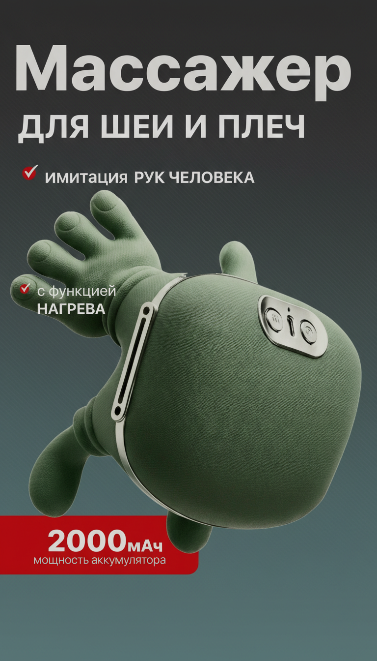 Массажер электрический для шеи и плеч Зеленый для захвата рук