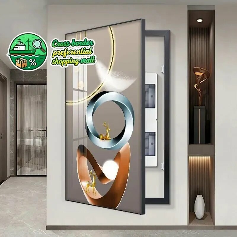 Декоративная панель для электросчетчика 40x60 см Без сверления, зеркальная поверхность, влагостойкость