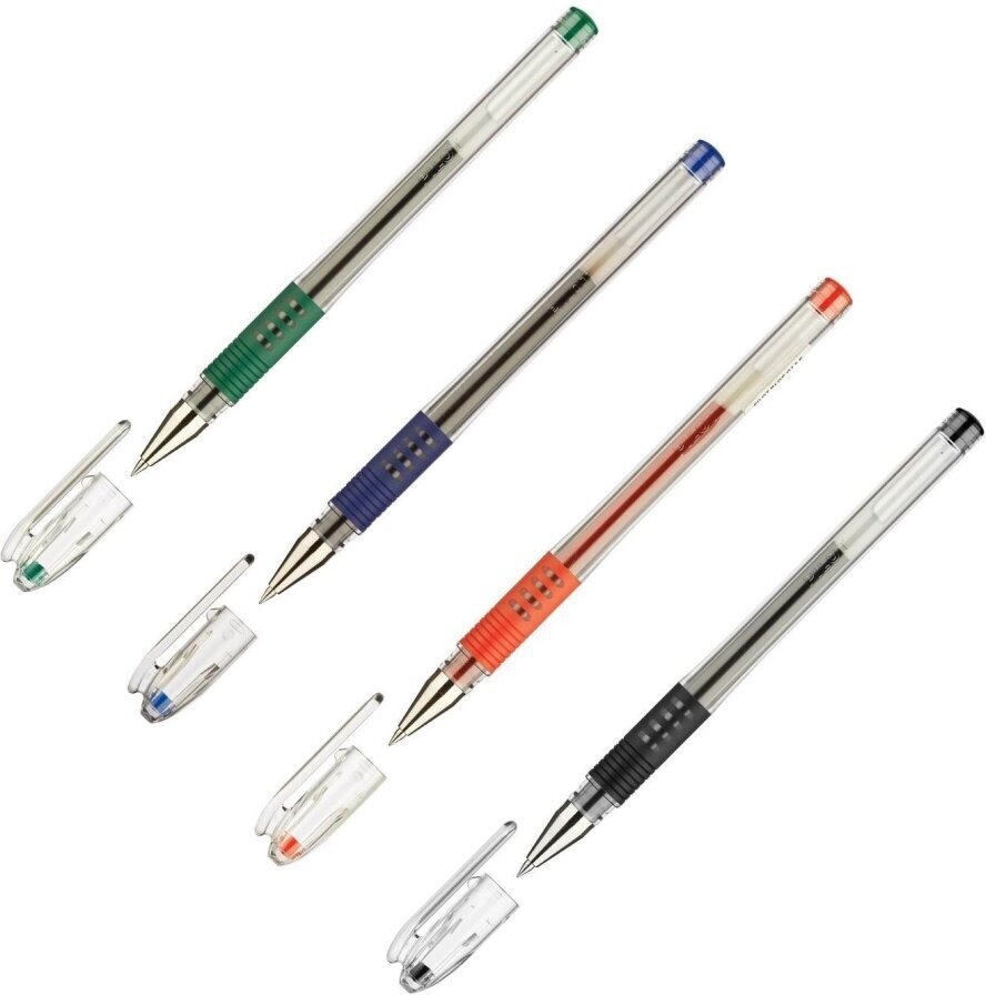 Набор гелевых неавтоматических ручек Pilot BLGP-G1-5 зеленая, красная, синяя, черная (толщина линии 0.3 мм)