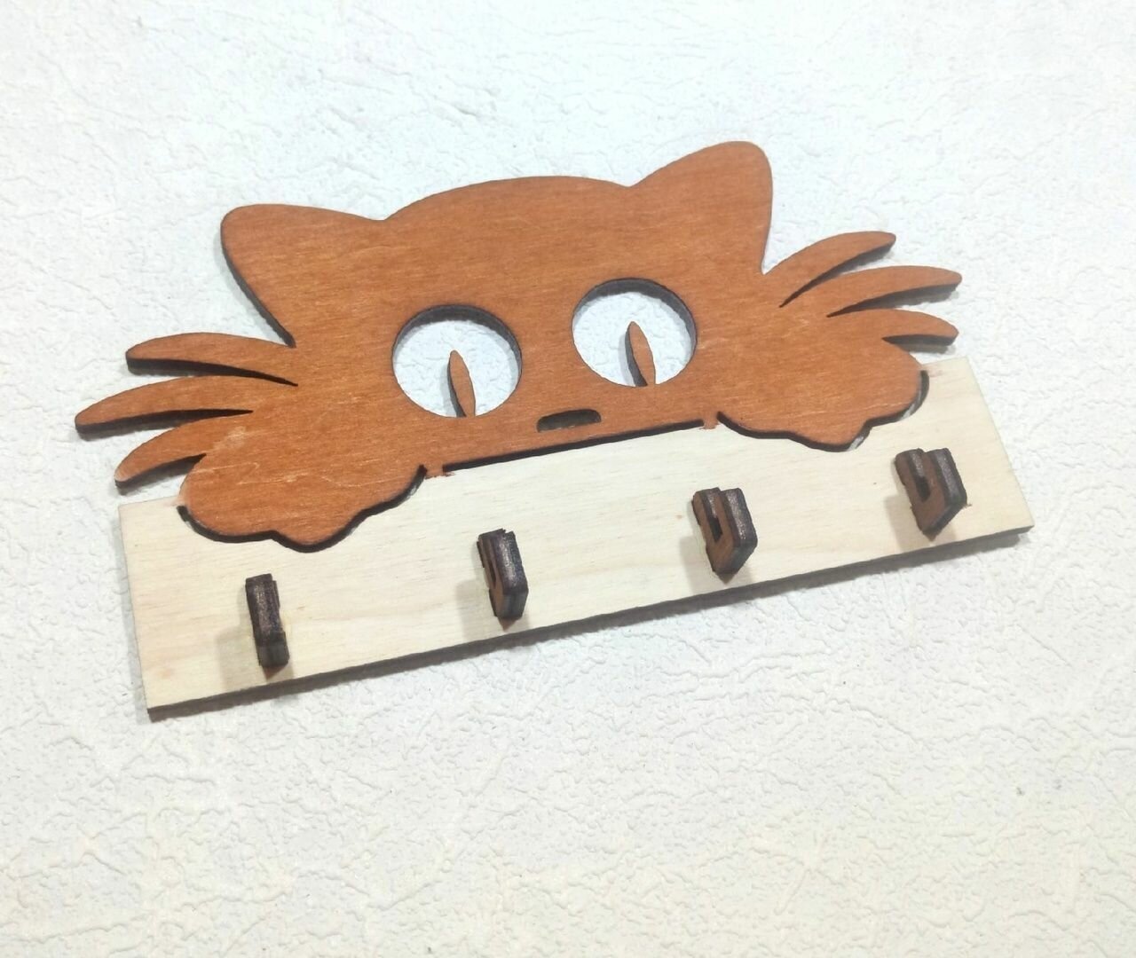 Ключница деревянная "Котик", 4 крючка