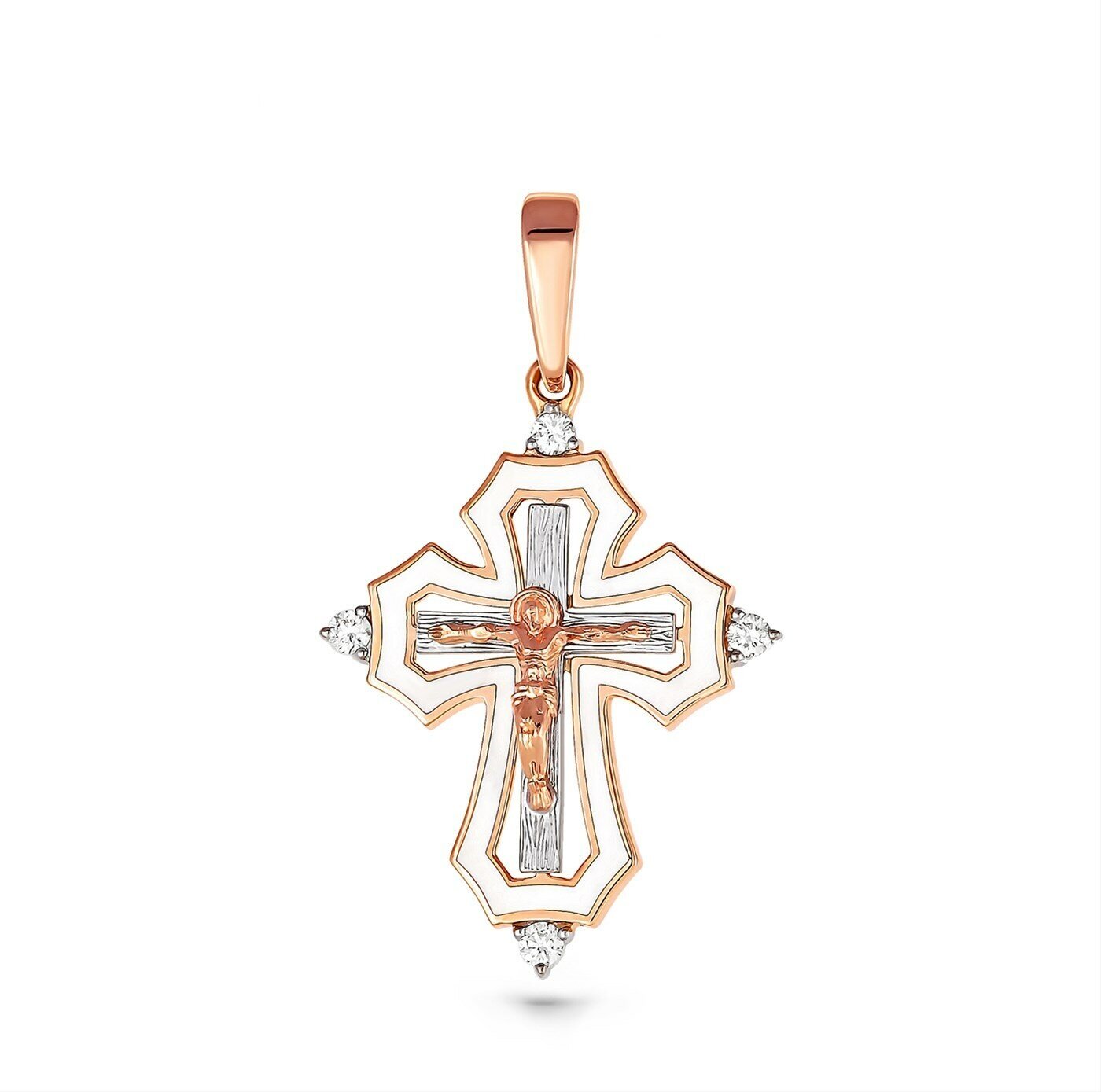Крестик, красное золото, 585 проба, бриллиант